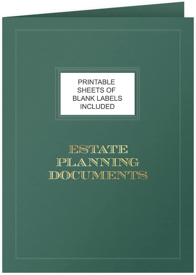 50 Count, Green, Estate Planning Documents Pocket Folders, Gold Foil ...
