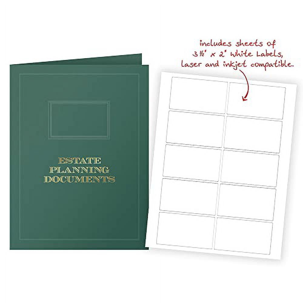 50 Count, Green, Estate Planning Documents Pocket Folders, Gold Foil ...