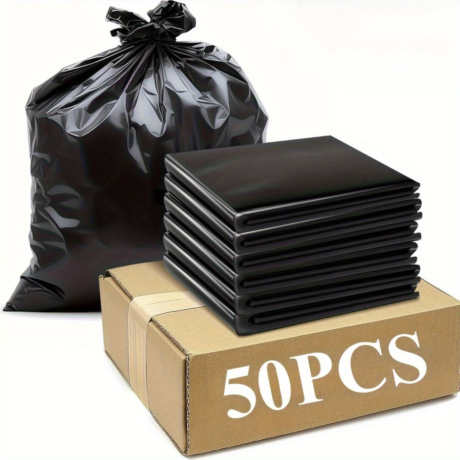50-Count Heavy Duty Black Contractor Trash Bags - 32"x36", 1.7 Mil ...