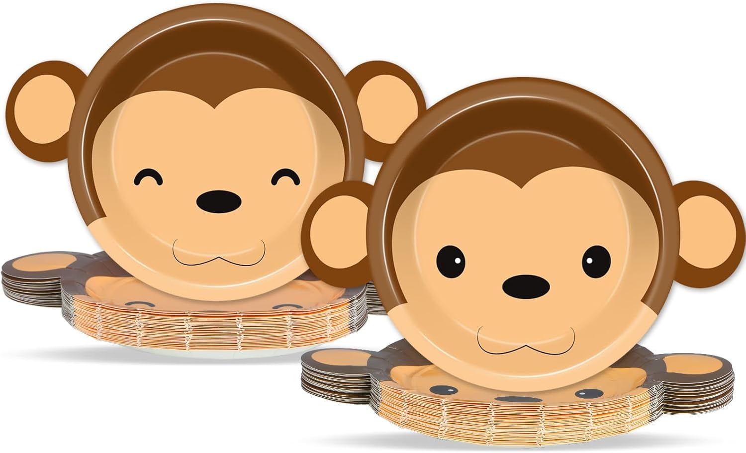 50 Count Monkey Paper Plates Zoo Monkey Shaped Disposable Plates Jungle ...