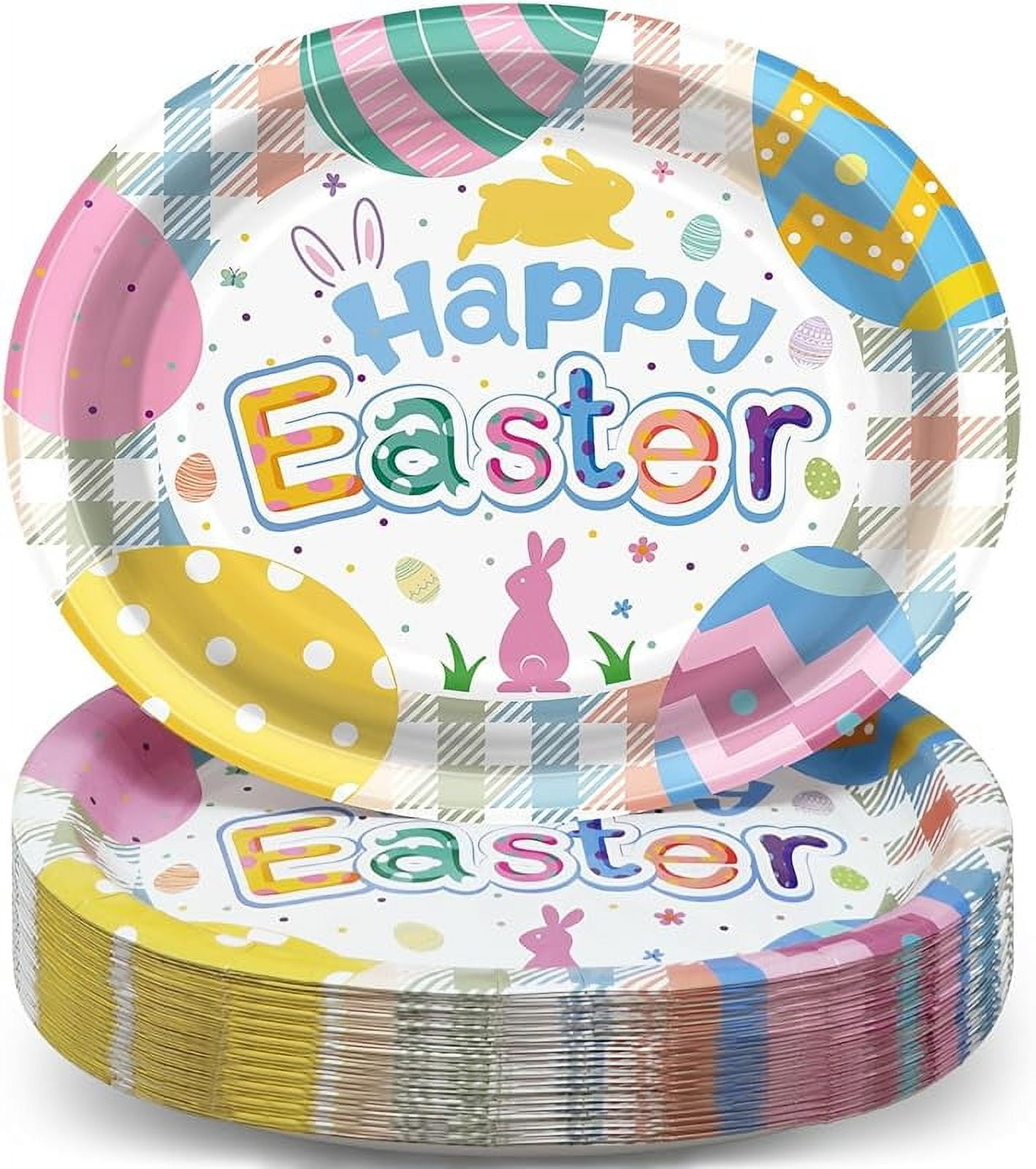 50 Count Oval Easter Paper Plates Heavy Duty - 10"" X 12"" Easter ...