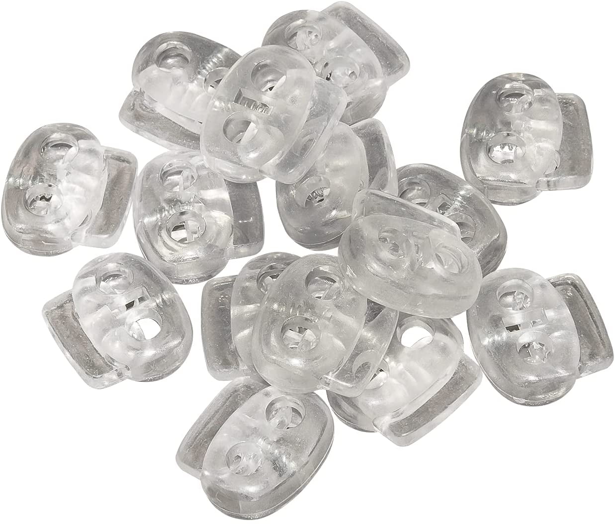 50 Count Plastic Spring Stopper Double Holes Cordlocks Toggles Clear ...