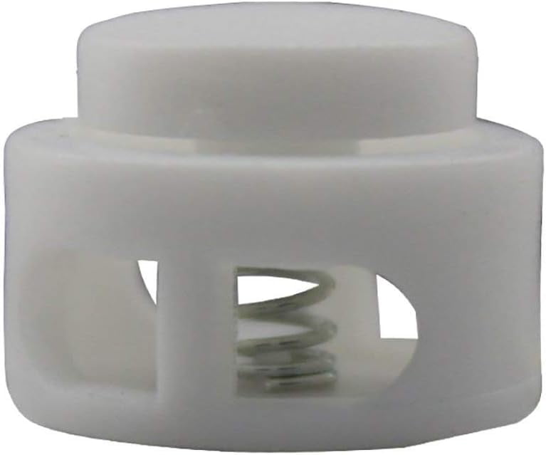 50 Count Plastic Spring Stopper Double Holes Cordlocks Toggles White ...