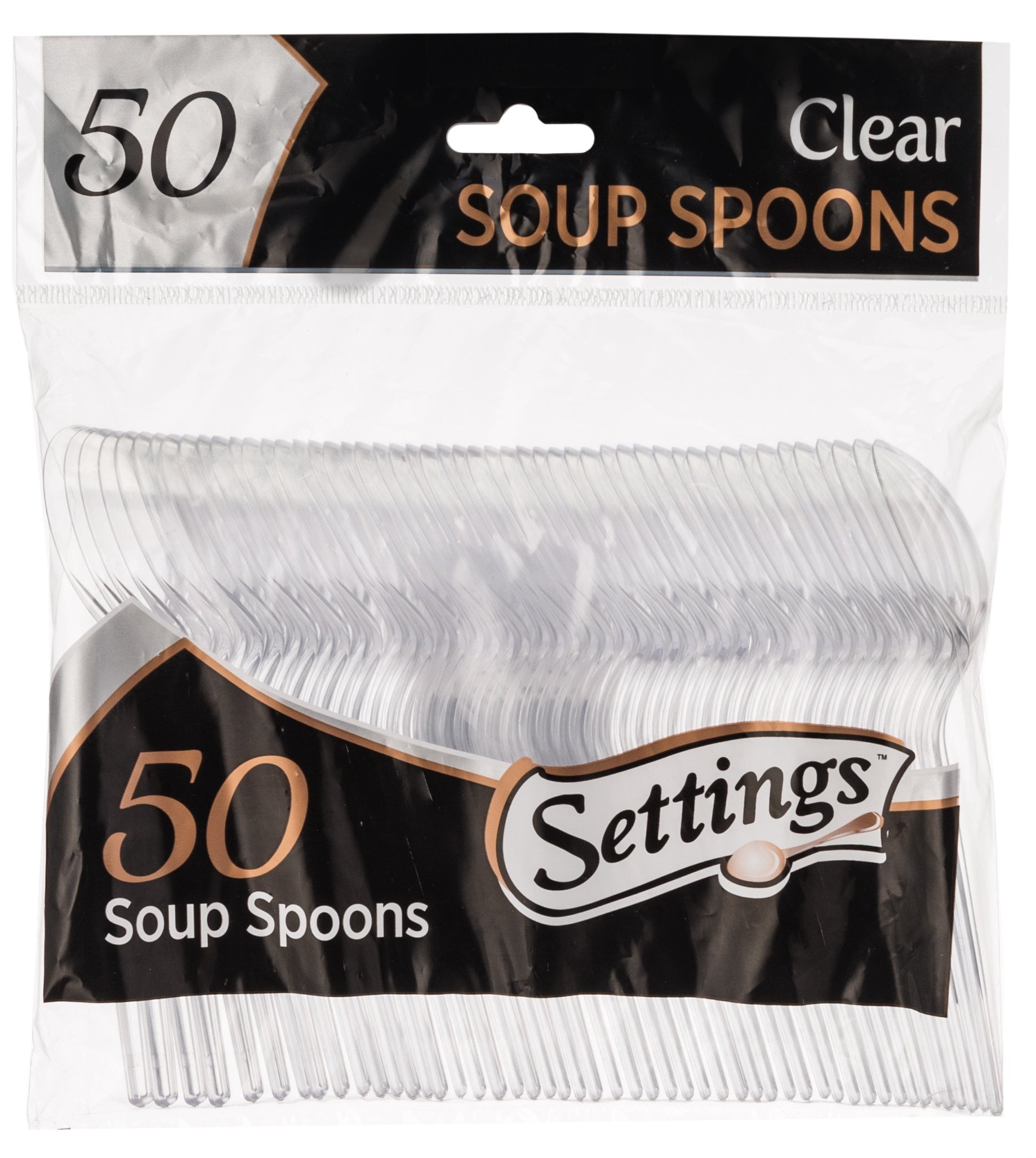 [50 Count] Settings Plastic Clear Soup Spoons, Heavyweight Disposable ...