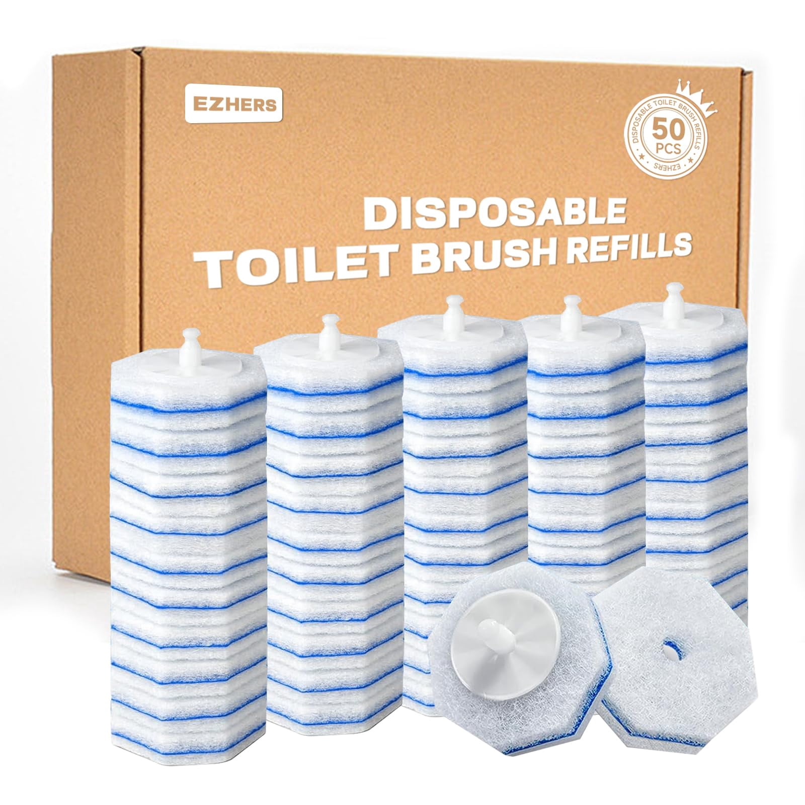 50 Count Toilet Wand Refills Compatible for Clorox, 5X Cleaning Power ...