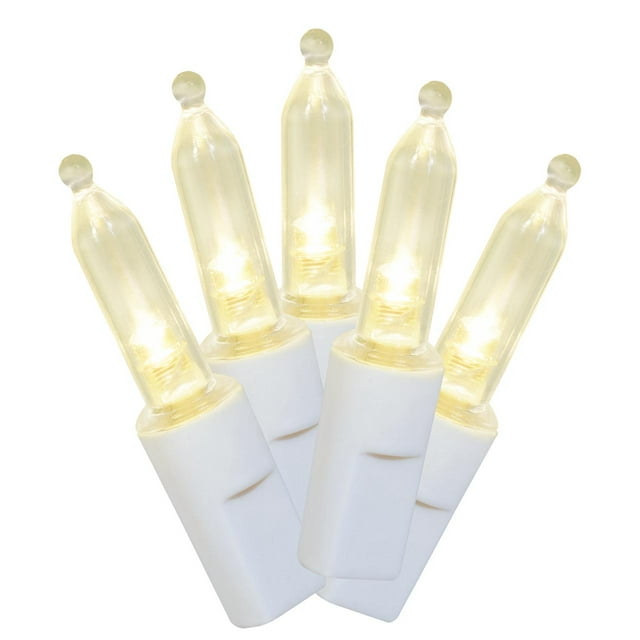 50-Count Warm White LED Mini Christmas Lights with White Wire, 11 ...