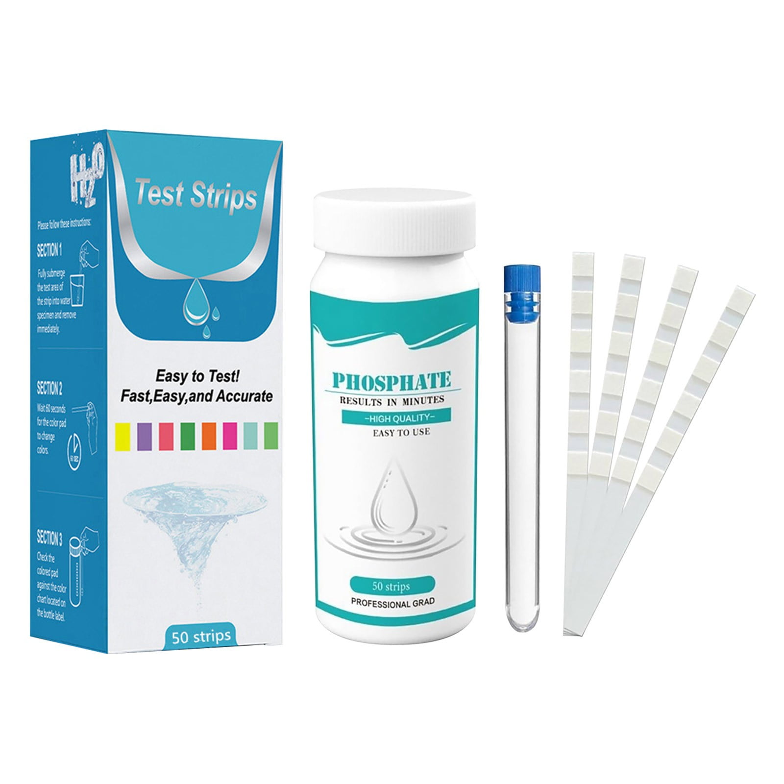 50-Count Water Test Strips Kit - Wide Range 0-1000 PPB for Aquariums ...