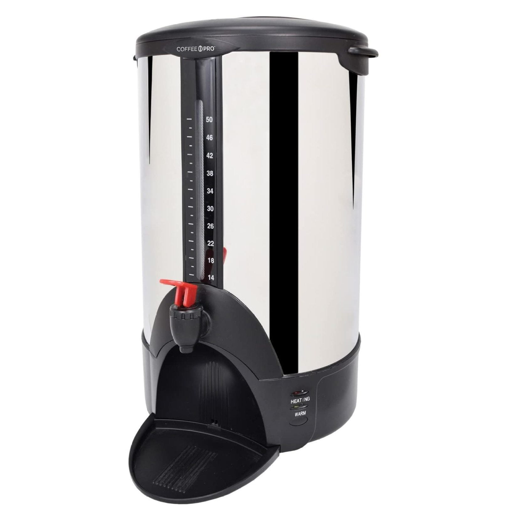 50 Cup Coffee Urn - Stainless Steel Commercial Coffee Maker - 18"H x 12 ...
