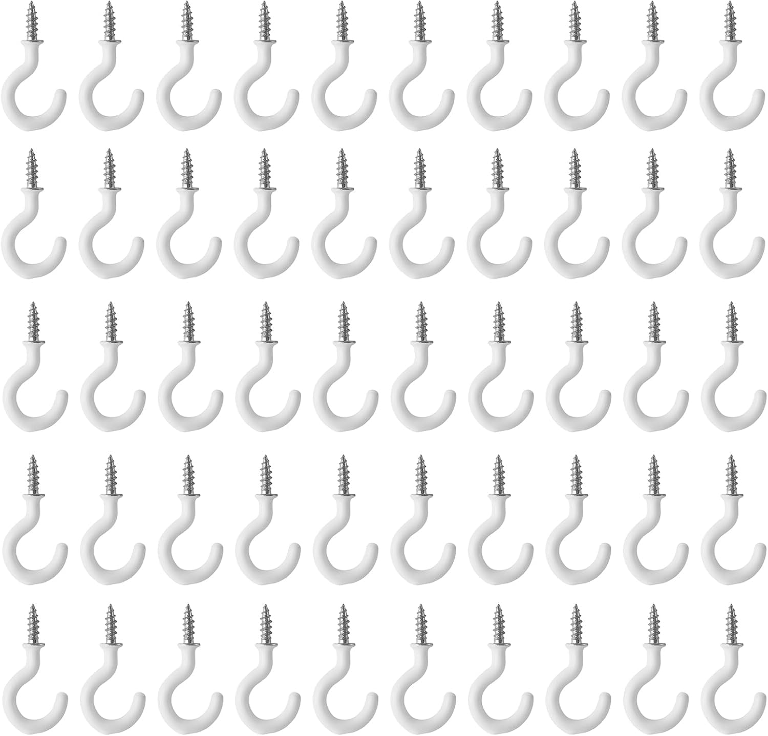 50 Cup Hooks, 1/2 Inch Metal Screw-in Mini Hooks for Decorative Craft ...