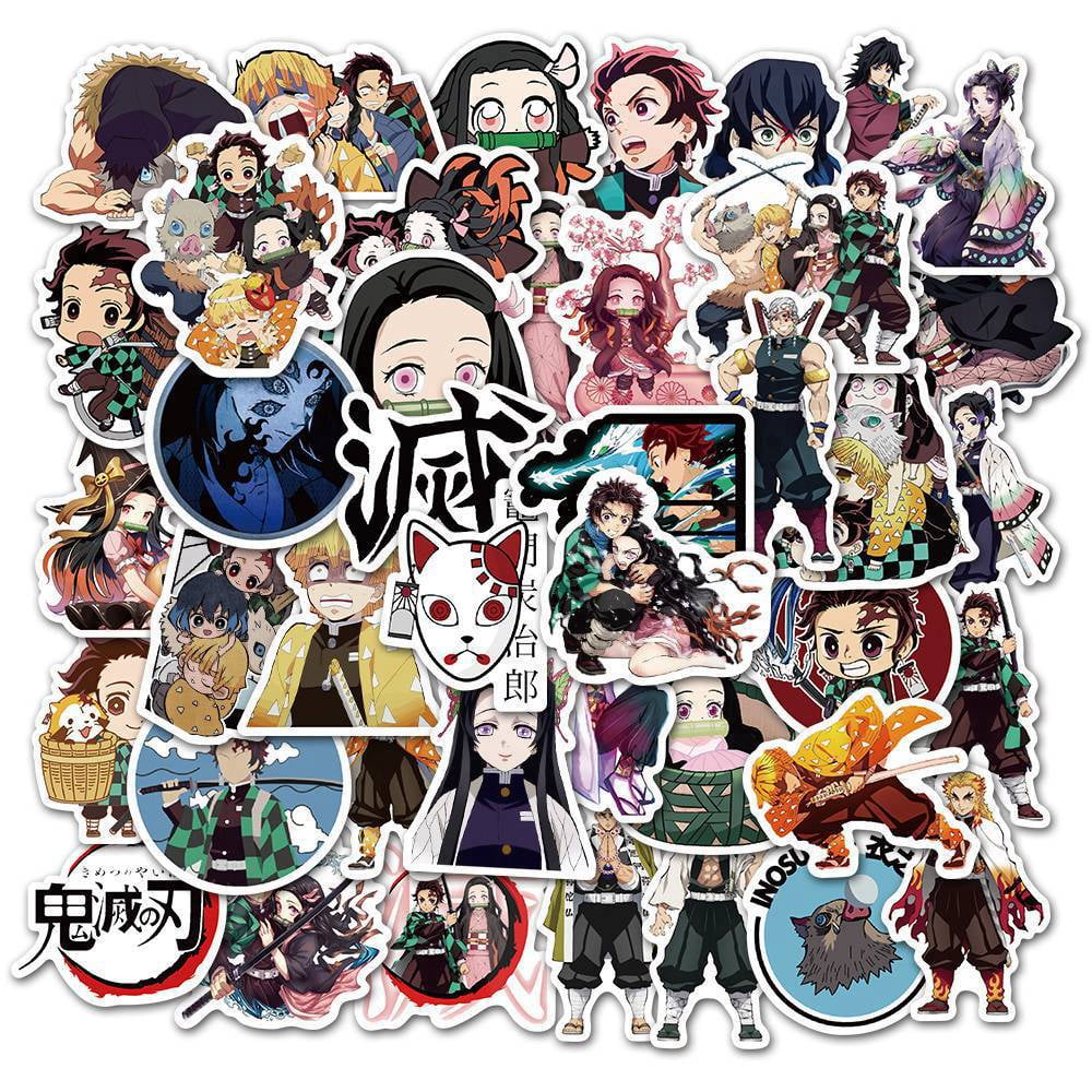 50 Demon Slayer Graffiti Stickers Removable Luggage Trolley Case ...