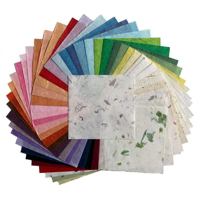 50 Designs 50 Sheets STF9 6 x 6 Inches Fiber Leaves Rice Straw Mulberry ...