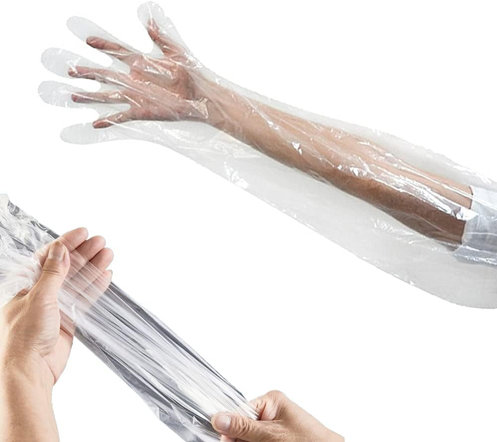 50 Disposable Field Dressing Gloves Veterinary Insemination Rectal Long ...
