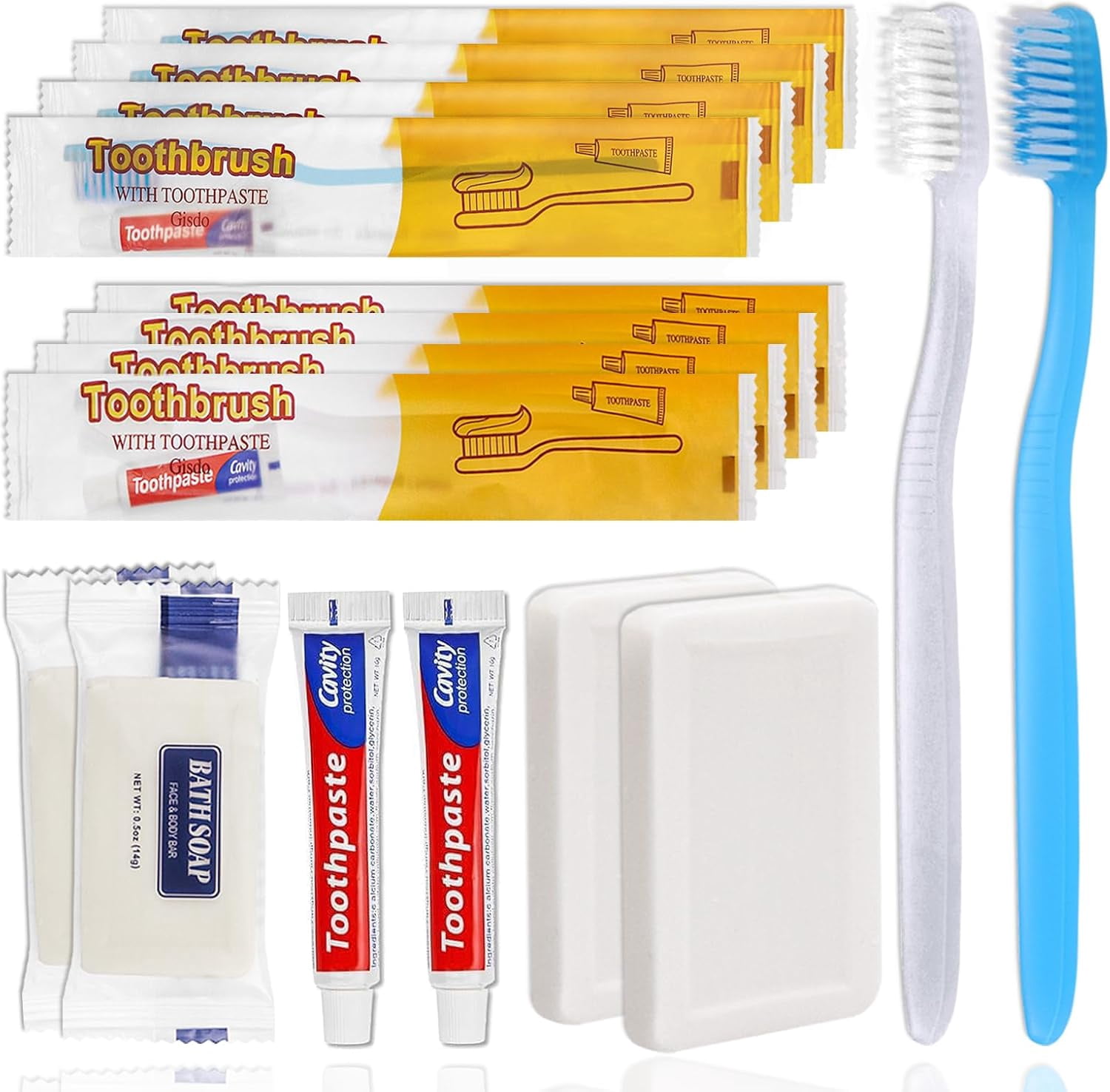 50 Disposable Toothbrushes with Toothpaste and 50 Hotel Bar Soap ...