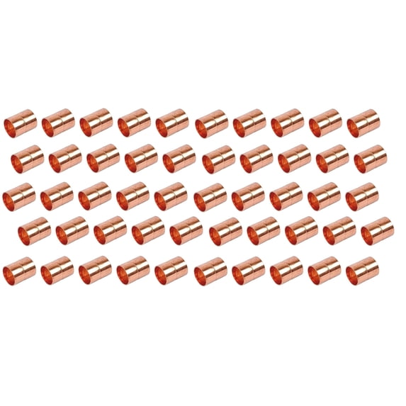 (50) EZ-FLUID Plumbing 1-Inch Copper Coupling with Stop, C x C Sweat ...