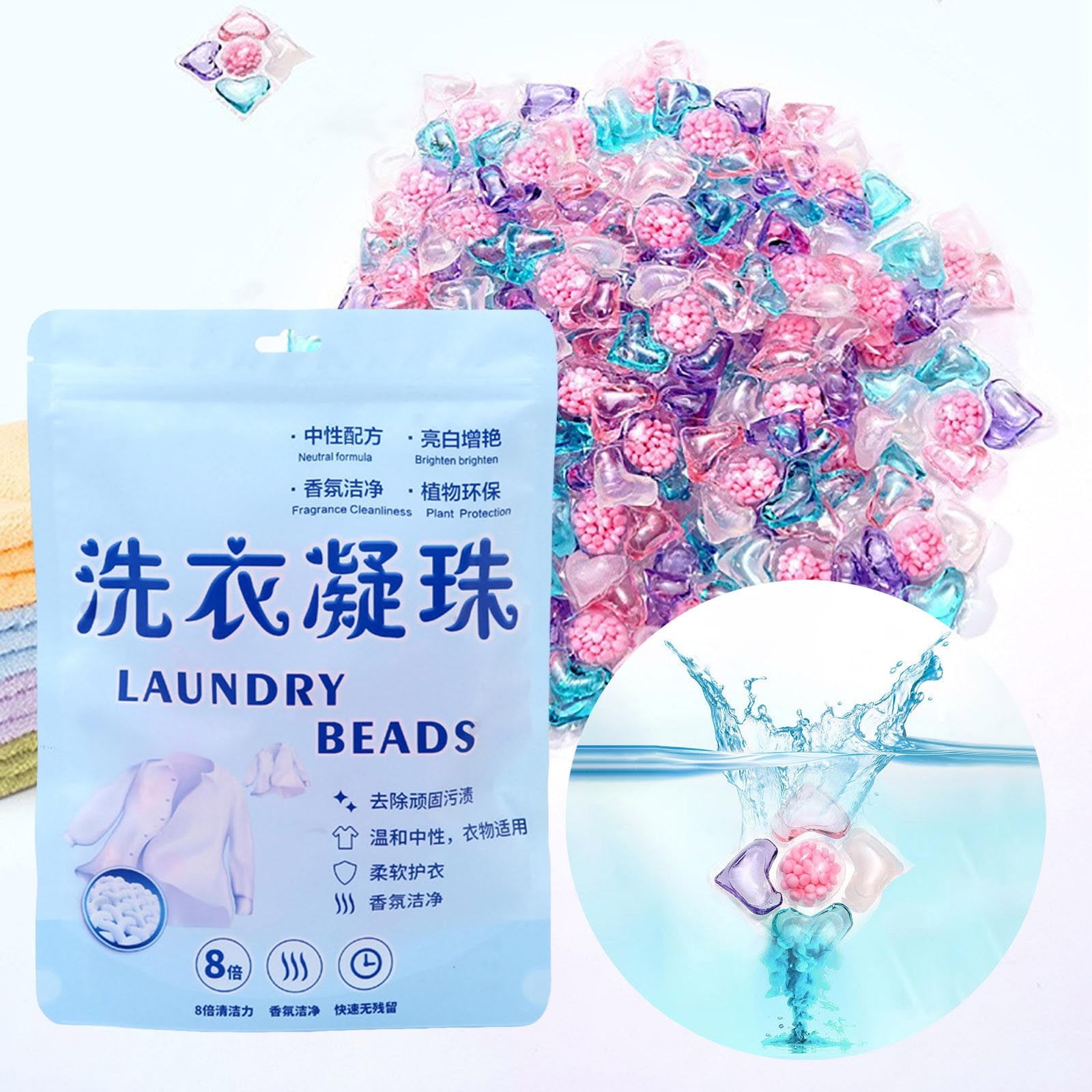 50 Eggs 5-in-1 Laundry Beads for Stain Removal & Cleaning – Long ...