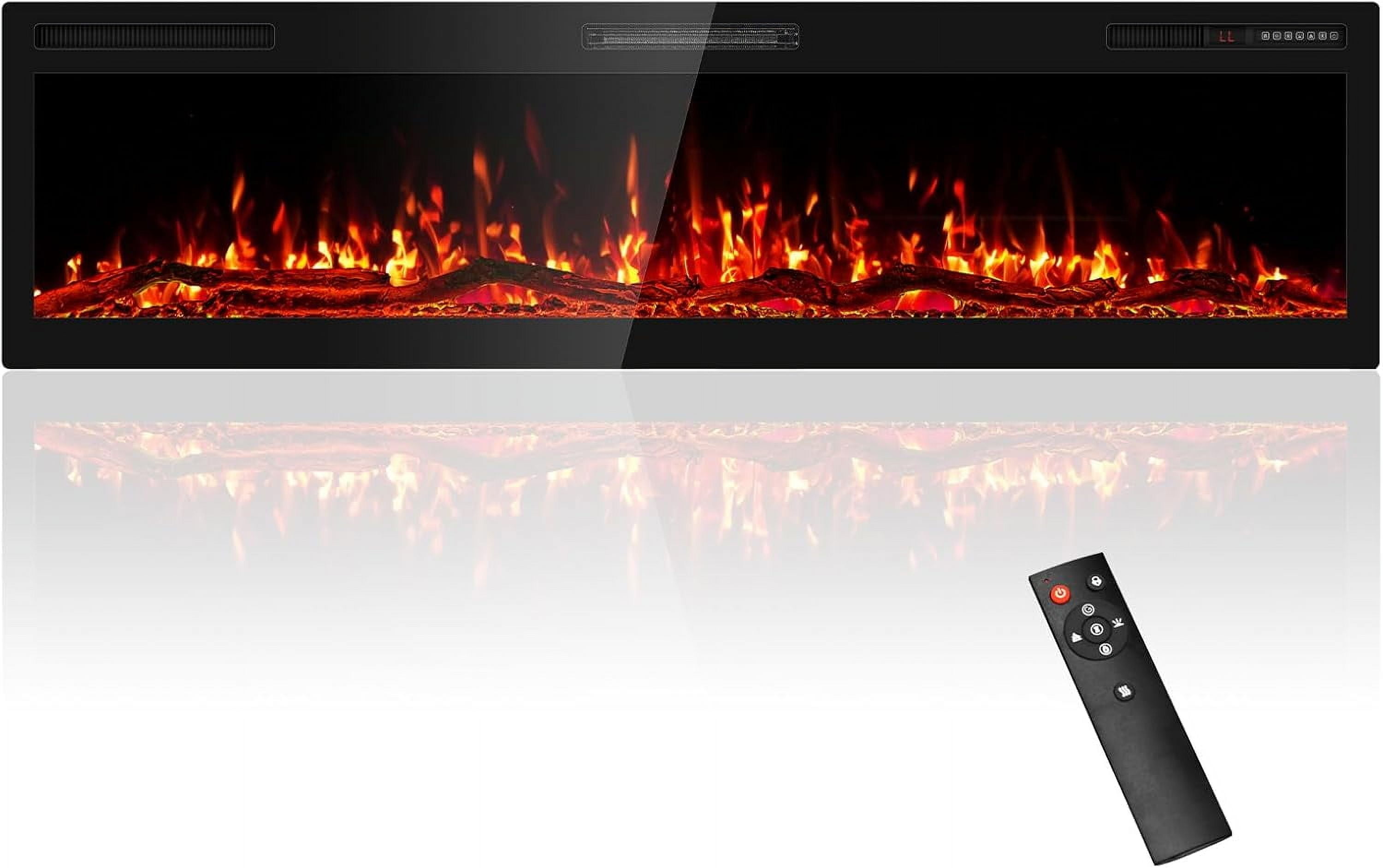 50" Electric Fireplace Recessed in-Wall and Wall Mounted Realistic HD ...