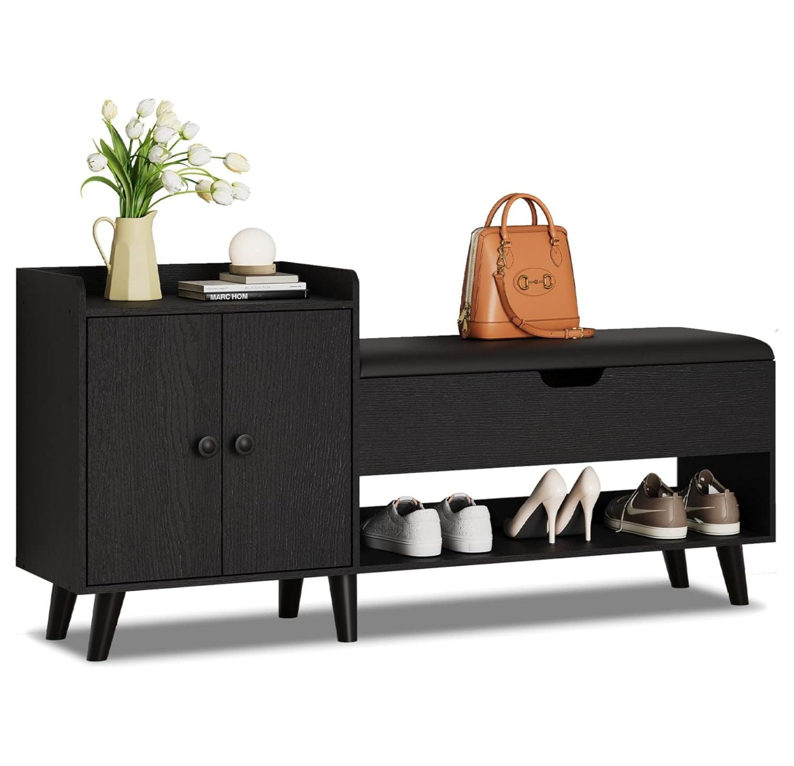 50" Entryway Shoe Bench with Hidden Storage,Shoe Organizer Storage ...