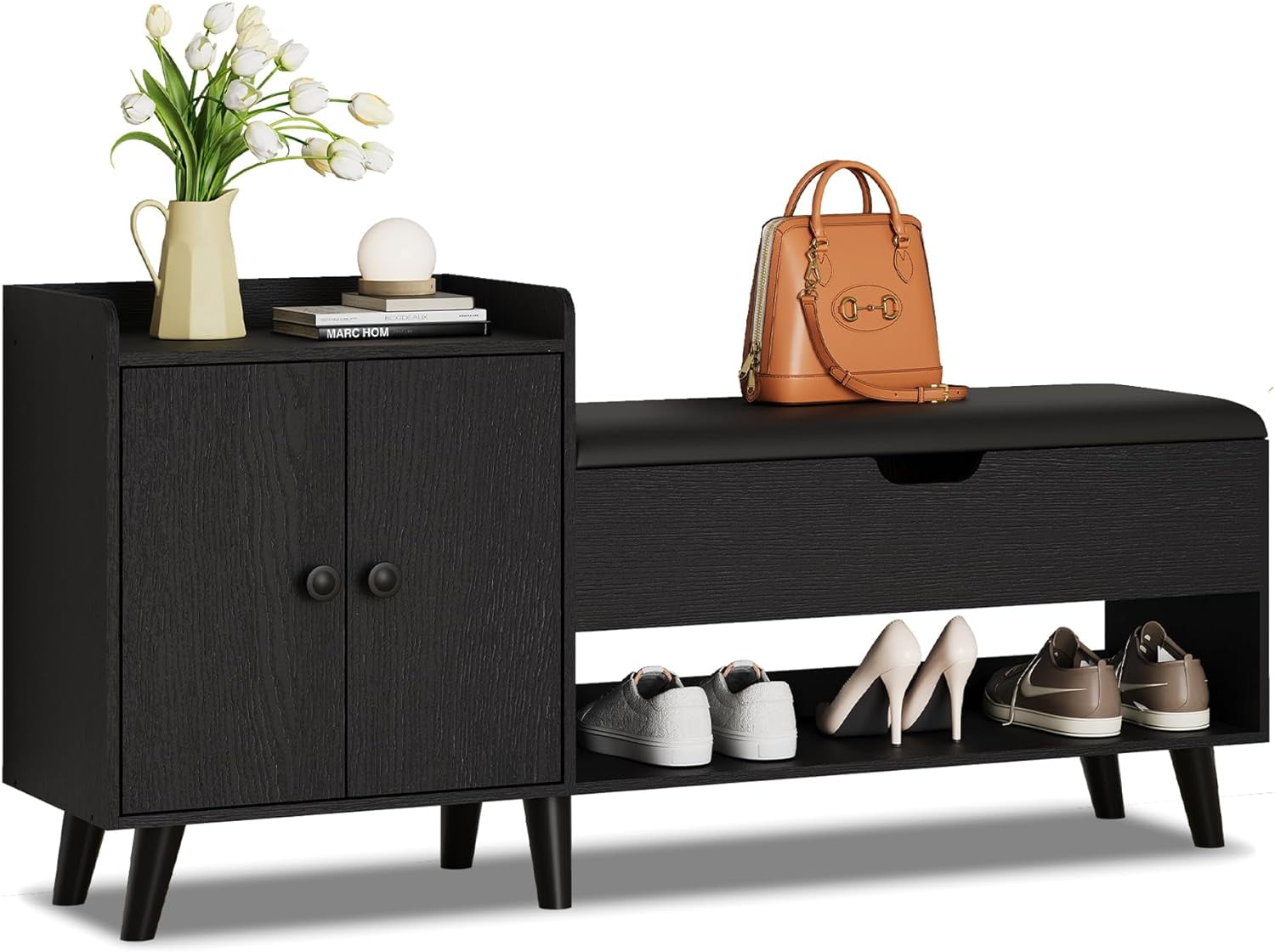 50" Entryway Shoe Bench with Hidden Storage,Shoe Organizer Storage ...