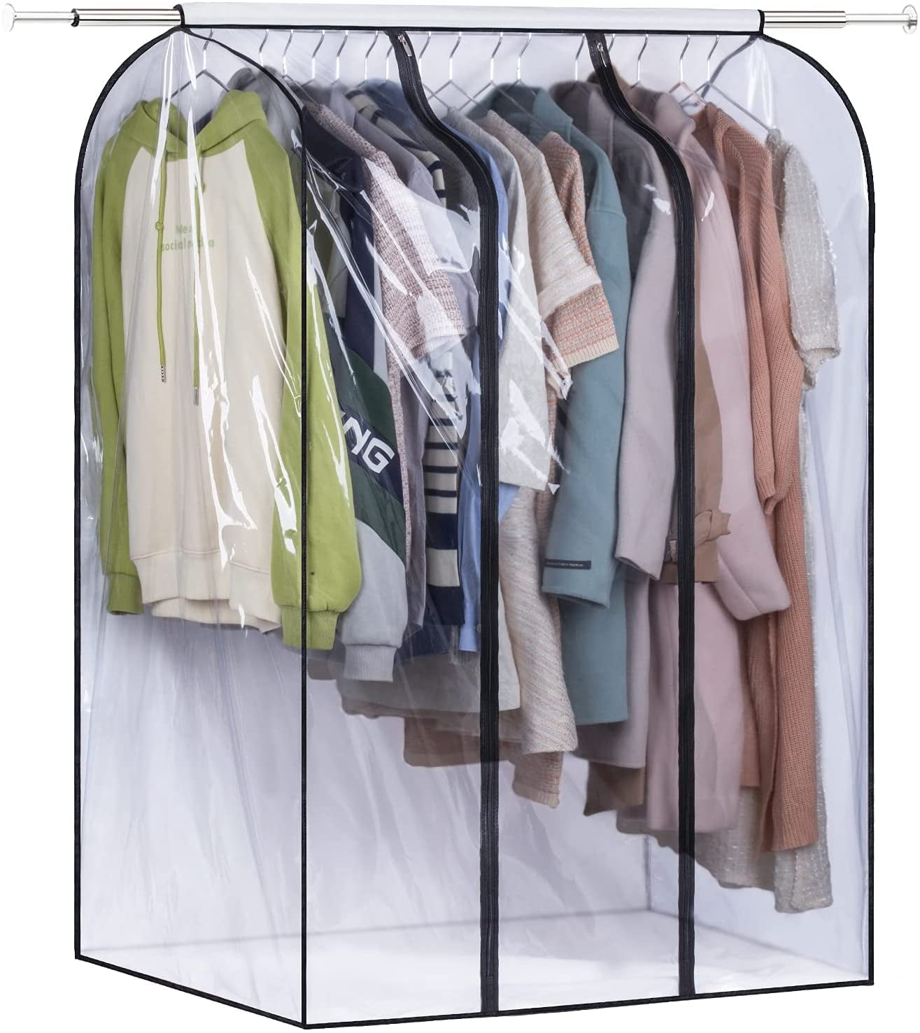 50'' Extra Large Clear Hanging Garment Bags for Closet Storage Bottom ...