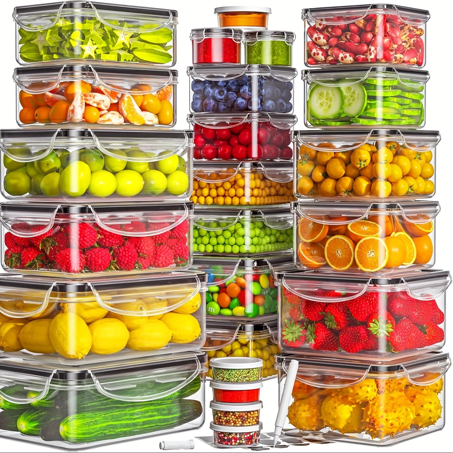 50 Extra Large Sealed Food Storage Containers with Lids, 100% Leakproof ...