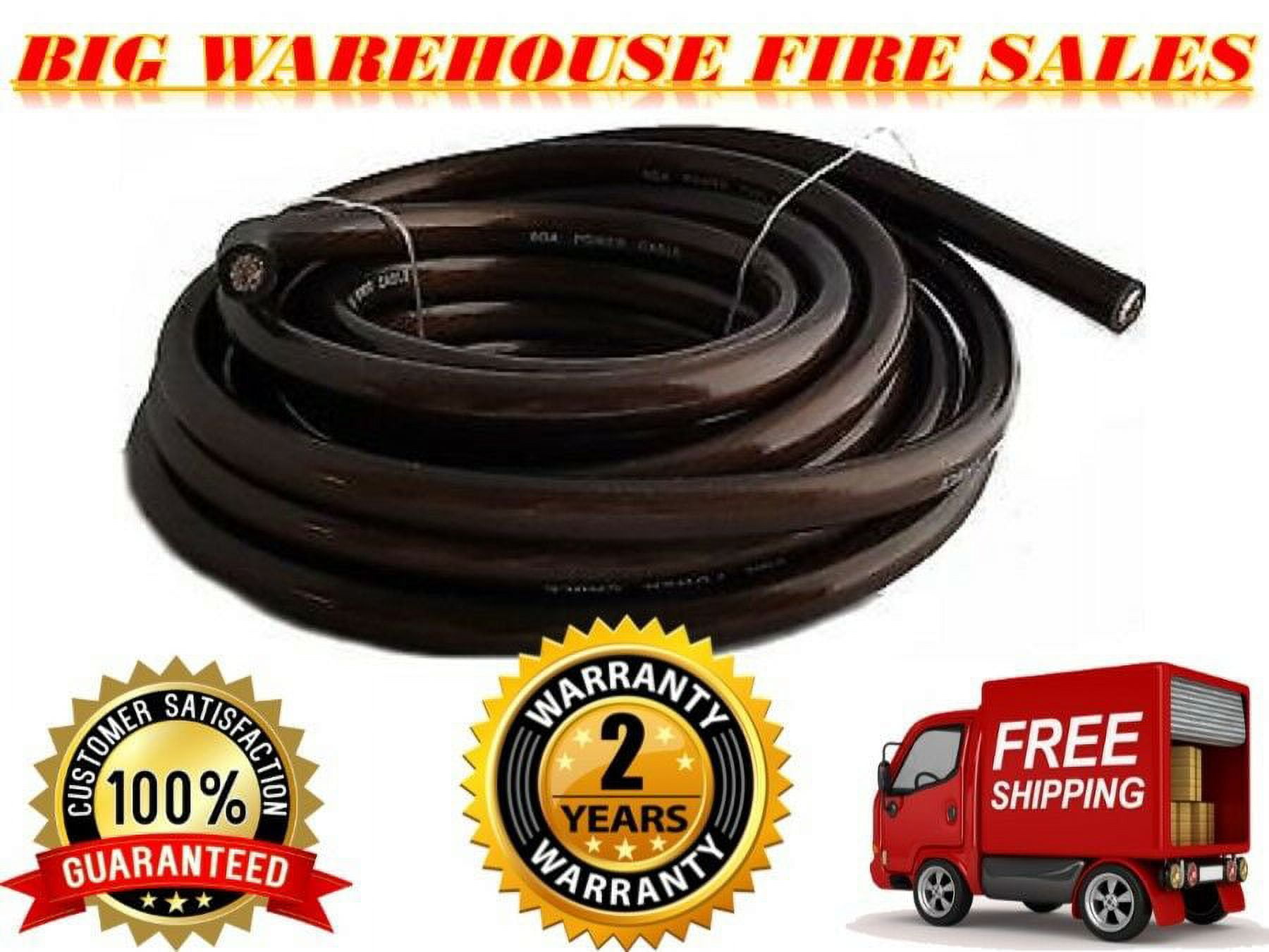50 FEET PREMIUM 0 GAUGE BLACK POWER / GROUND WIRE CABLE 1/0 GAUGE CAR ...