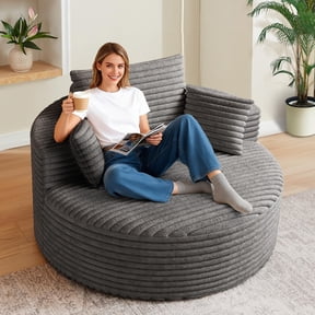 FFH Oversized Accent Chair with Ottoman for Living Room, Bedroom ...