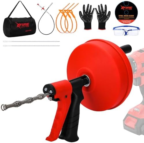 50 FT Double Mode Drain Snake Tools, 11-in-1 Drain Auger for Sink and ...