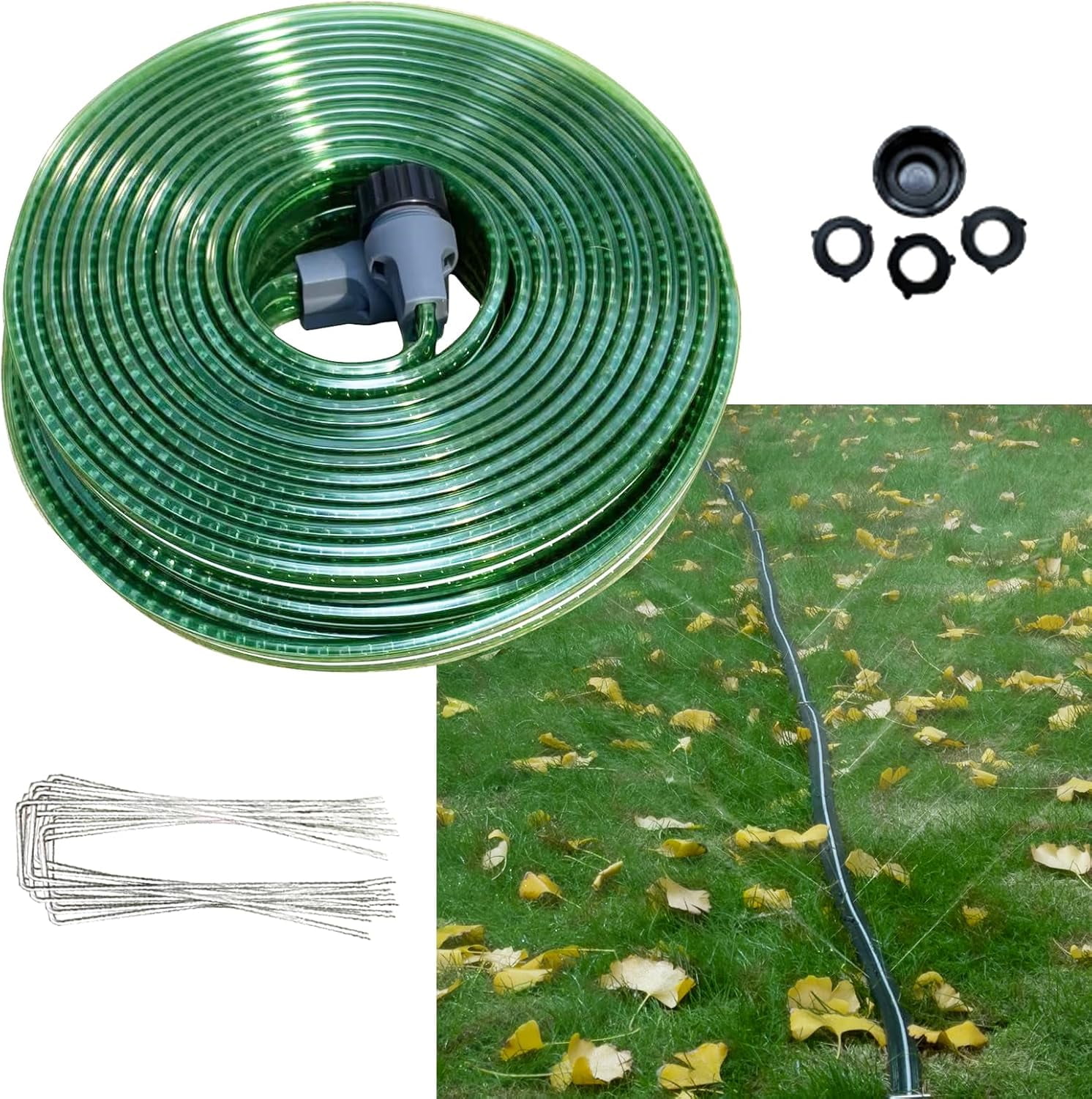 50 FT Flat Sprinkler Hose for Lawn Watering Garden Soaker Hose with ...