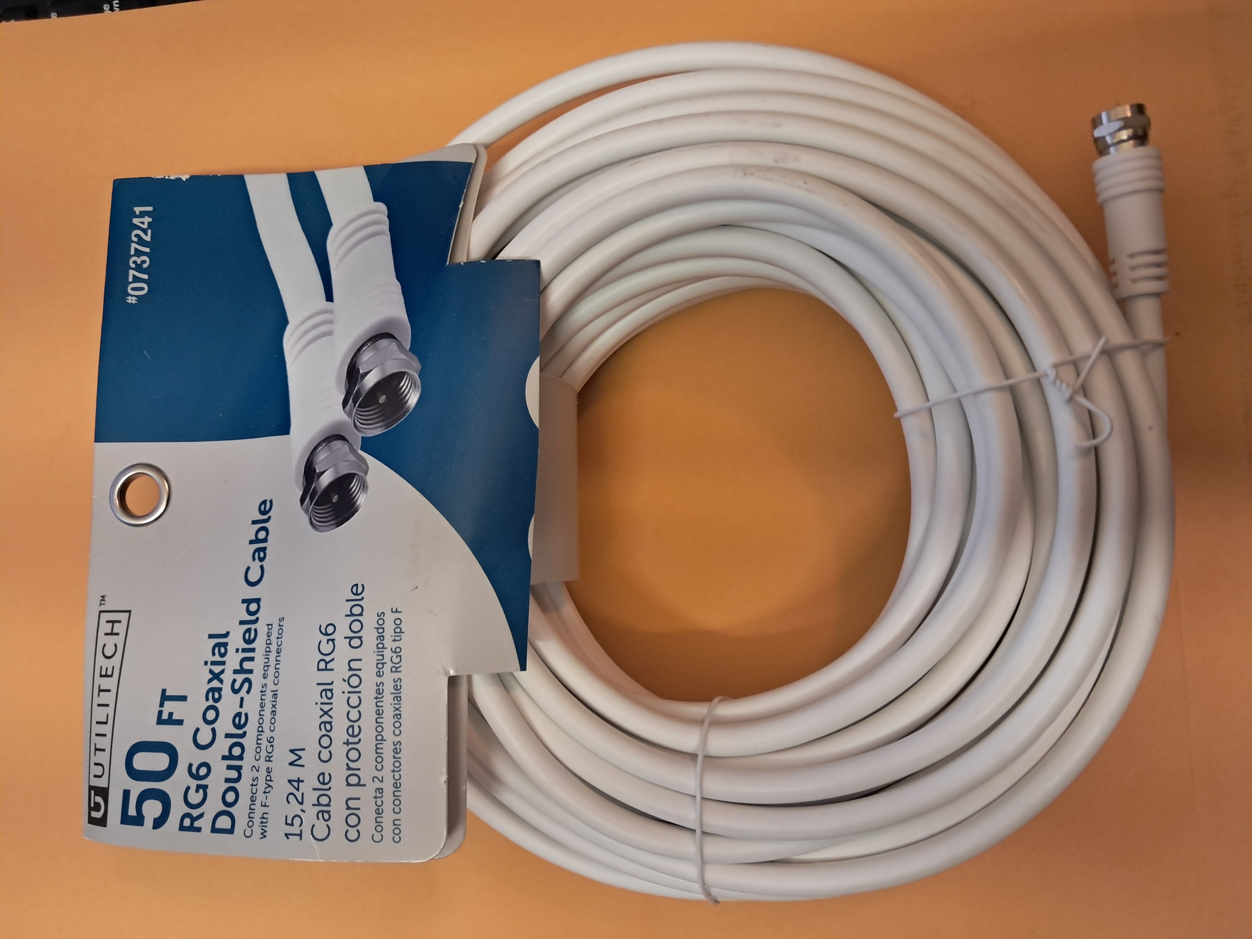 50 FT RG6 COAXIAL DOUBLE-SHIELD CABLE - Walmart.com