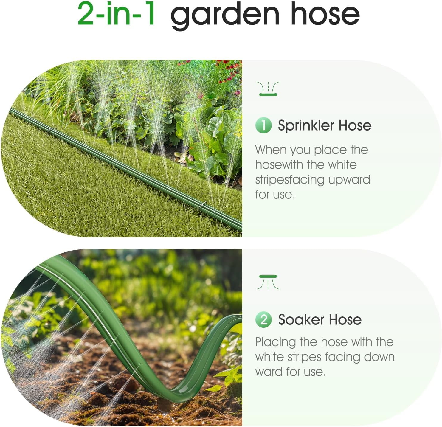 50 FT Sprinkler Soaker Hose for Garden Lawn, Durable Flat Water Hose ...