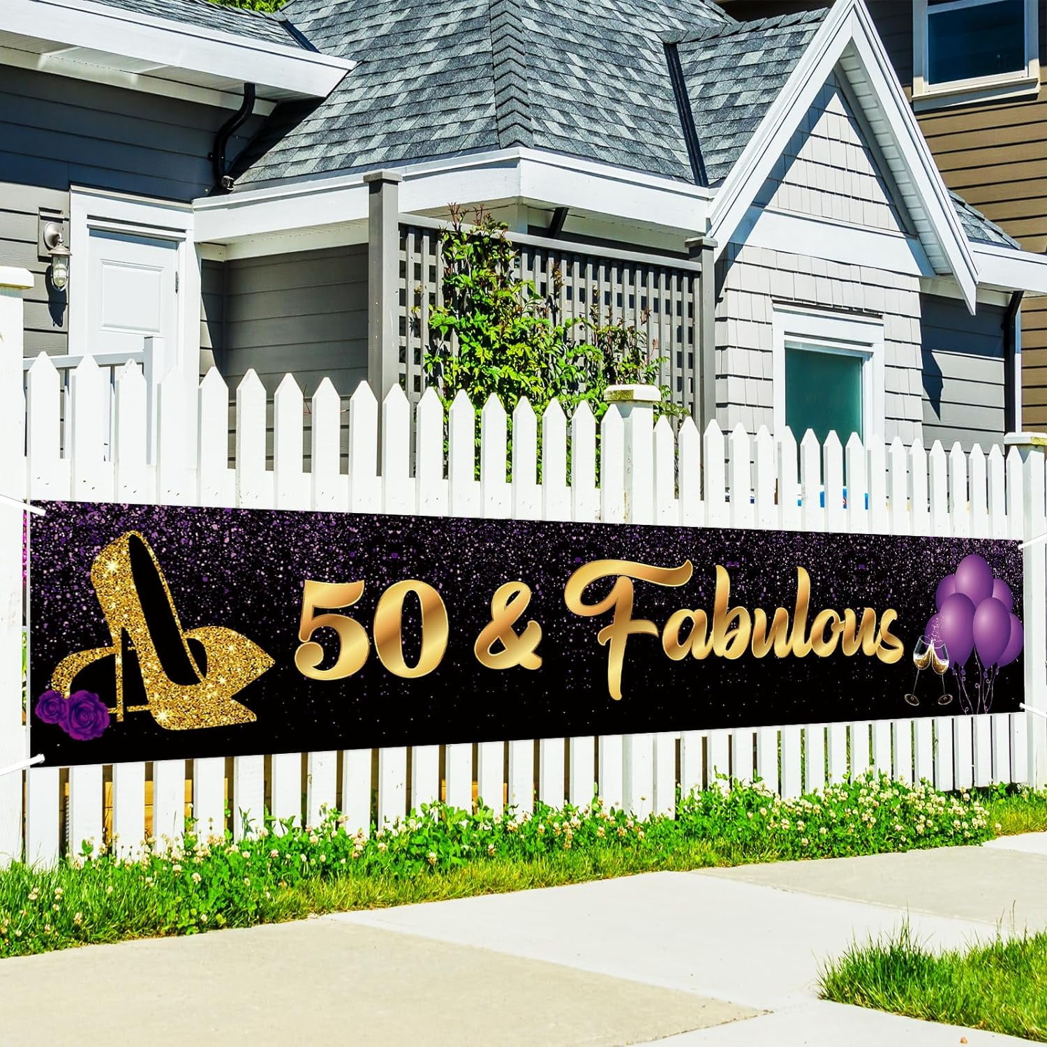 50 & Fabulous Large Banner - 50th Birthday Sign Yard - Fifty Years Old ...