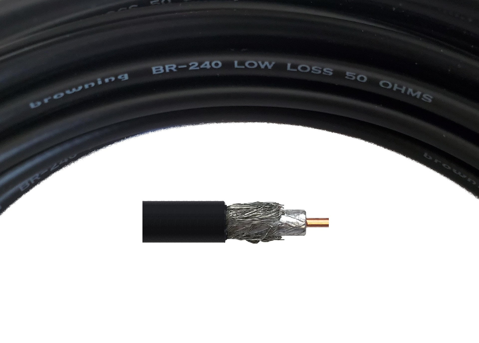 50' Feet Coaxial Cable Low Loss LMR240 RG8X Type Solid Center Conductor ...