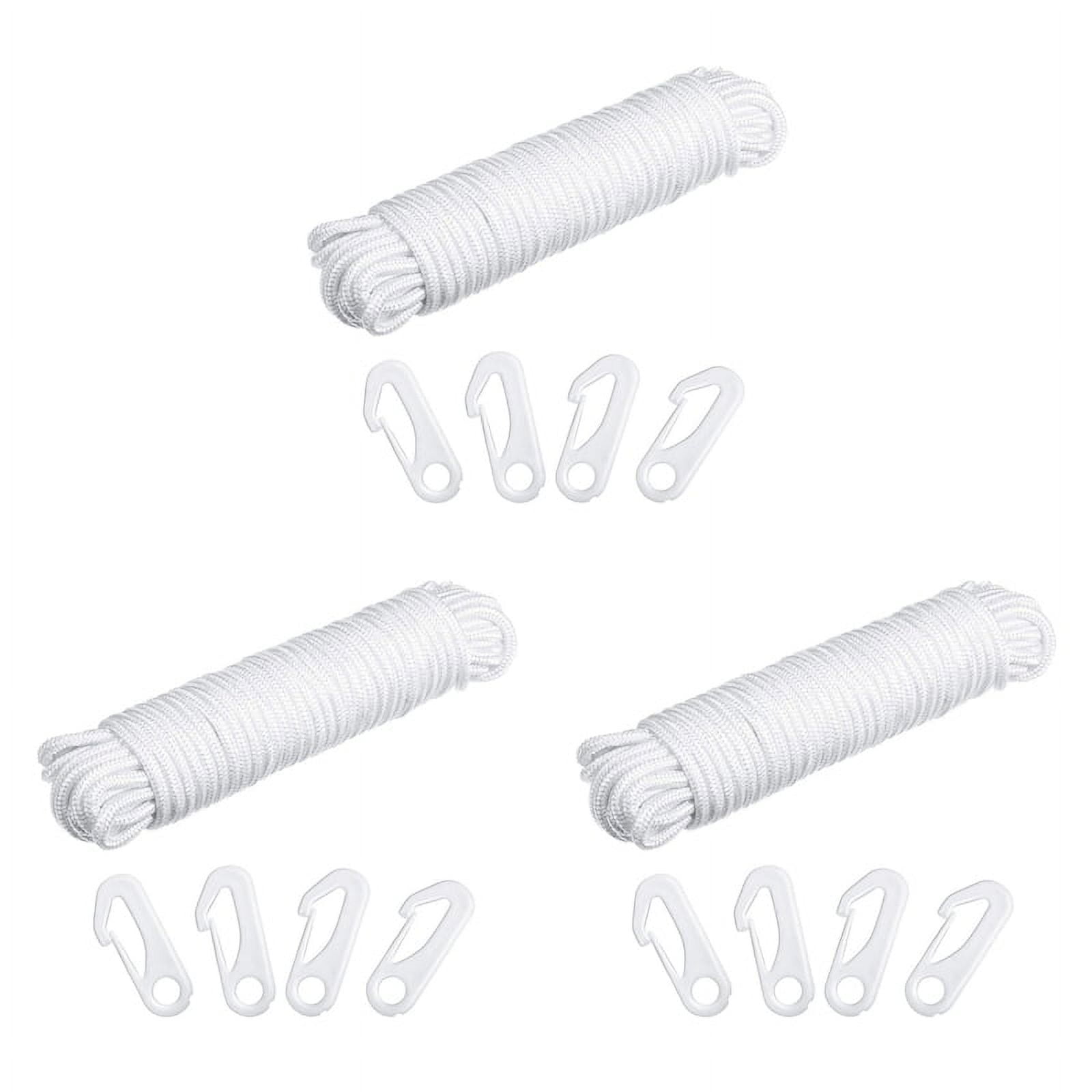 50 Feet X 1/4inch Flag Pole Halyard Rope with 12 Pieces Flag Pole Hook ...