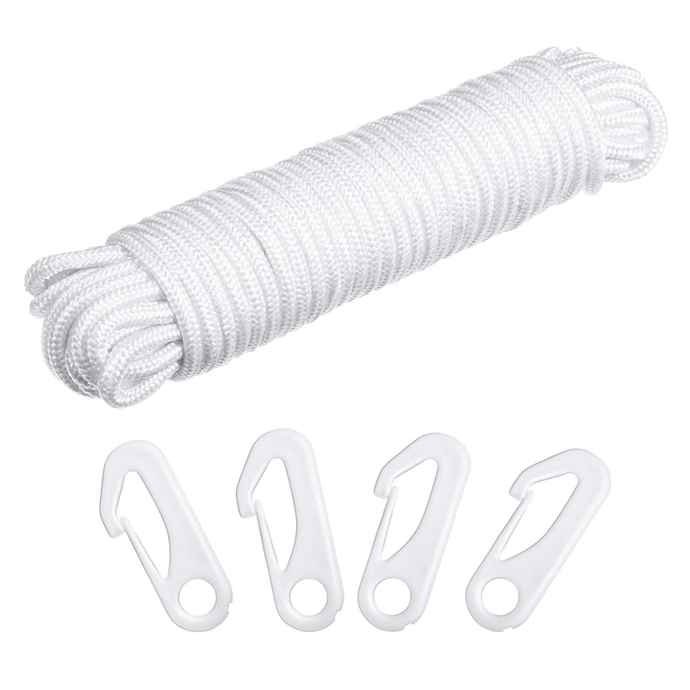 50 Feet x 1/4inch Flag Pole Halyard Rope with 4 Pieces Flag Pole Hook ...
