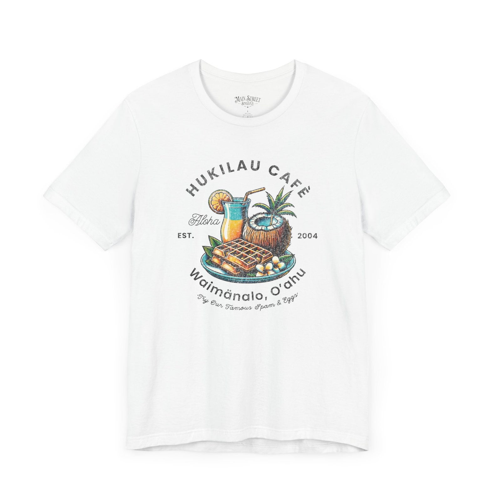 50 First Dates Shirt, Hukilau Cafe Oahu Hawaii, Bella & Canvas Light ...