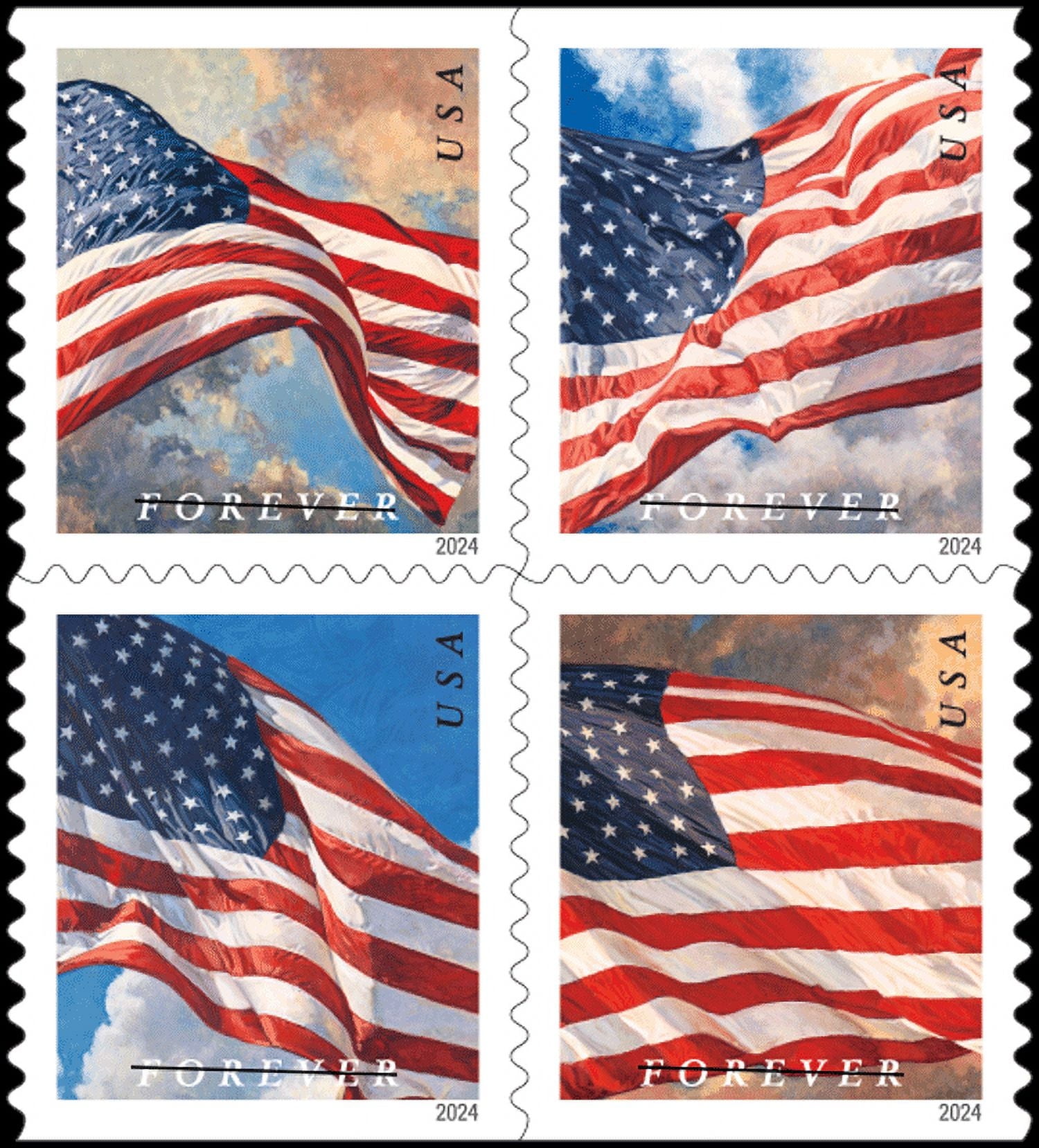 50 Flag 2024 Forever Postage Stamp US First Class Red Patriotic Country ...