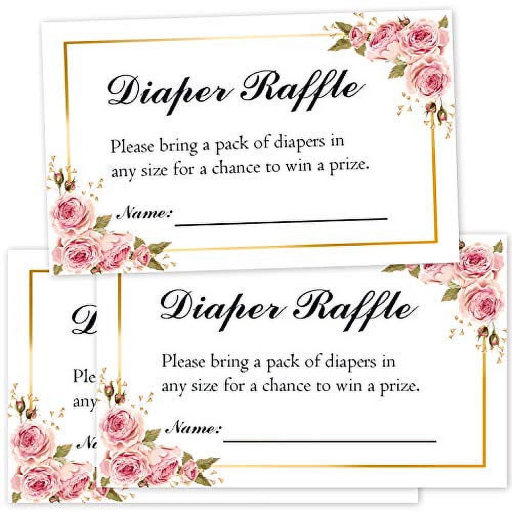 50 Floral Diaper Raffle Tickets for Baby Shower, Pink Floral Diaper ...