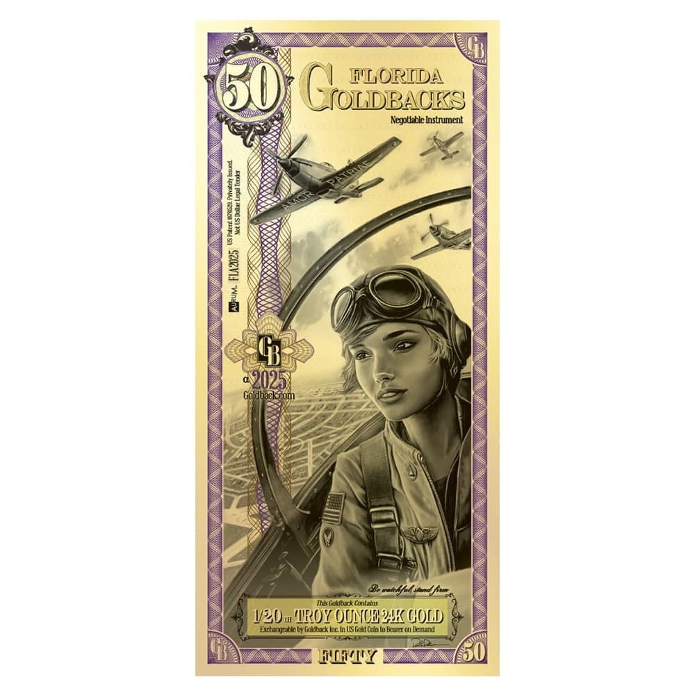50 Florida Goldback 1/20 oz 24K Gold Foil Aurum Note - Walmart.com