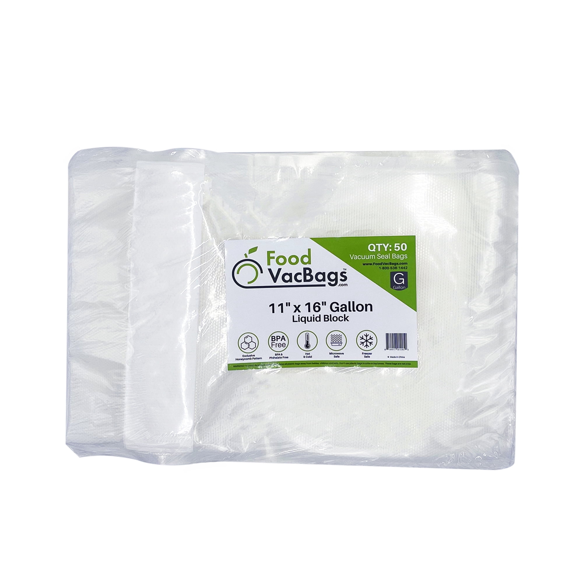 FoodVacBags 11" x 16" Liquid Block Vacuum Seal Bags, Absorbent ...