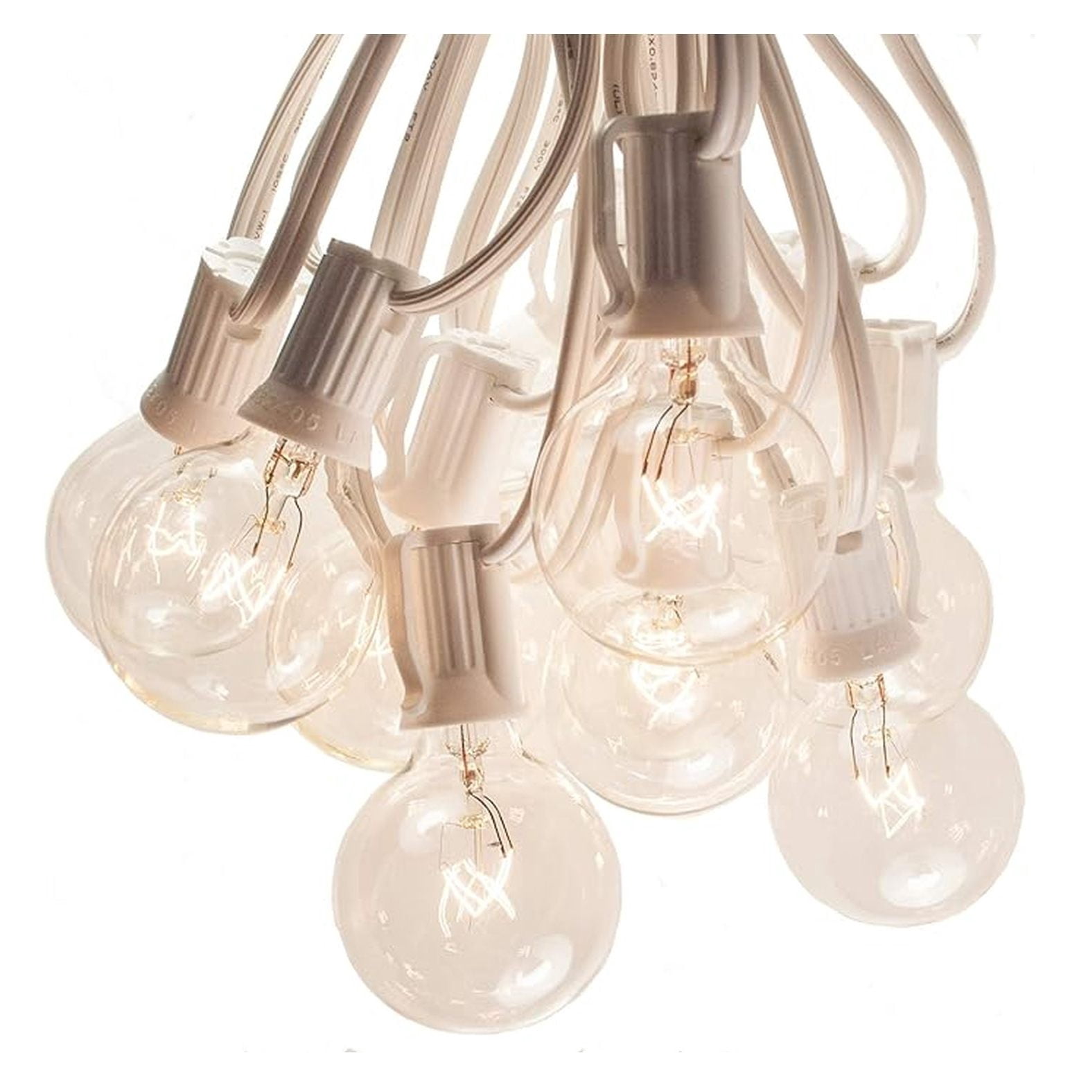 50 Foot Globe String Lights - White Wire - 50 G40 Clear 1.6 Inch Bulbs ...