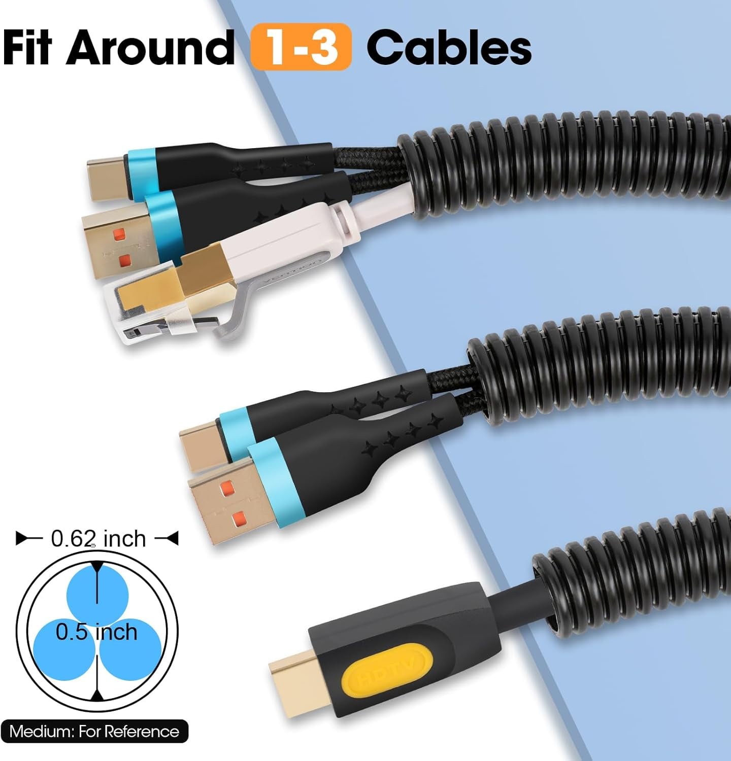 50 Ft 1/2" Split Wire Loom Tubing, Black Cable Sleeve for Wire ...