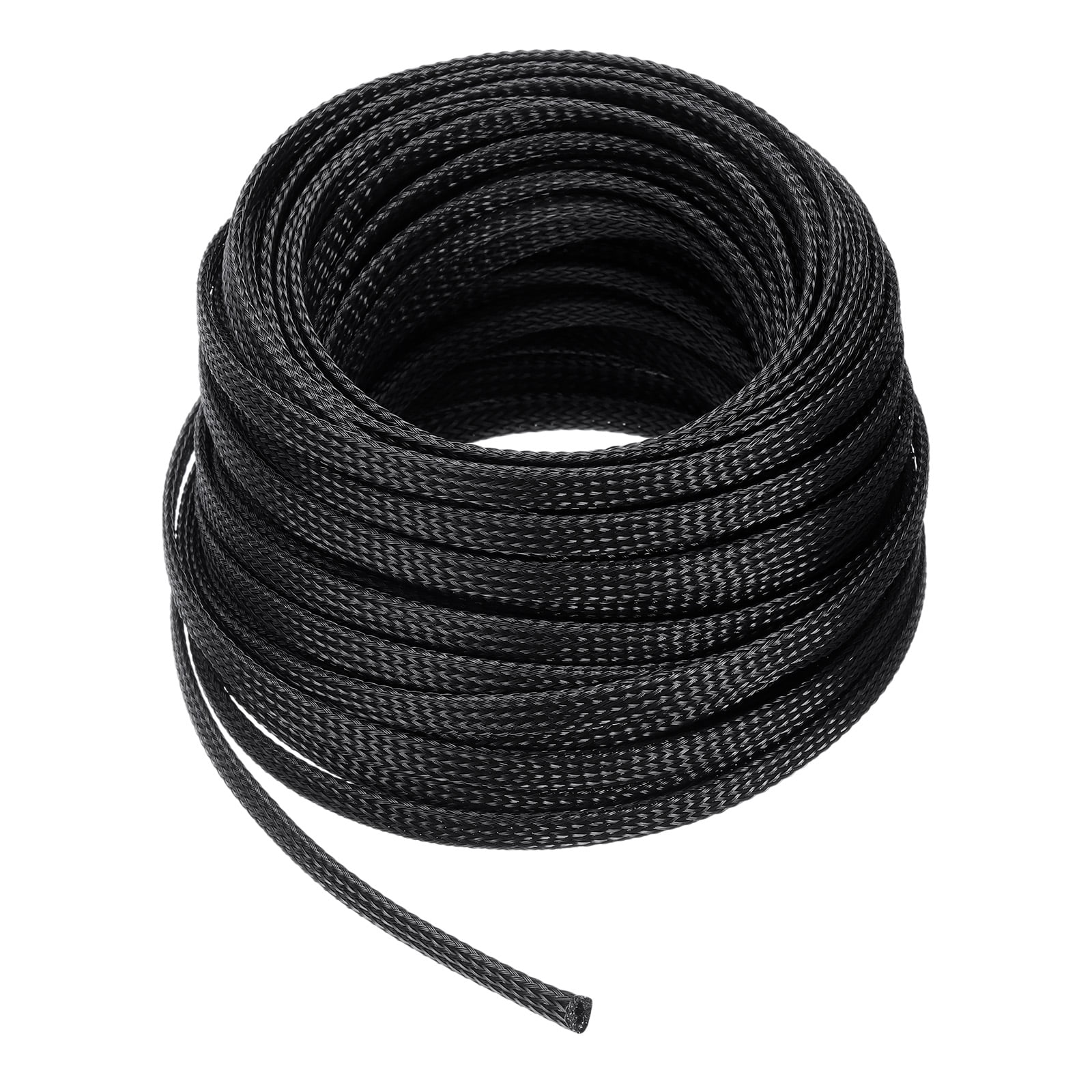 50 Ft - 1/4 In Expandable Braided Cable Sleeving, PET Cable Management ...