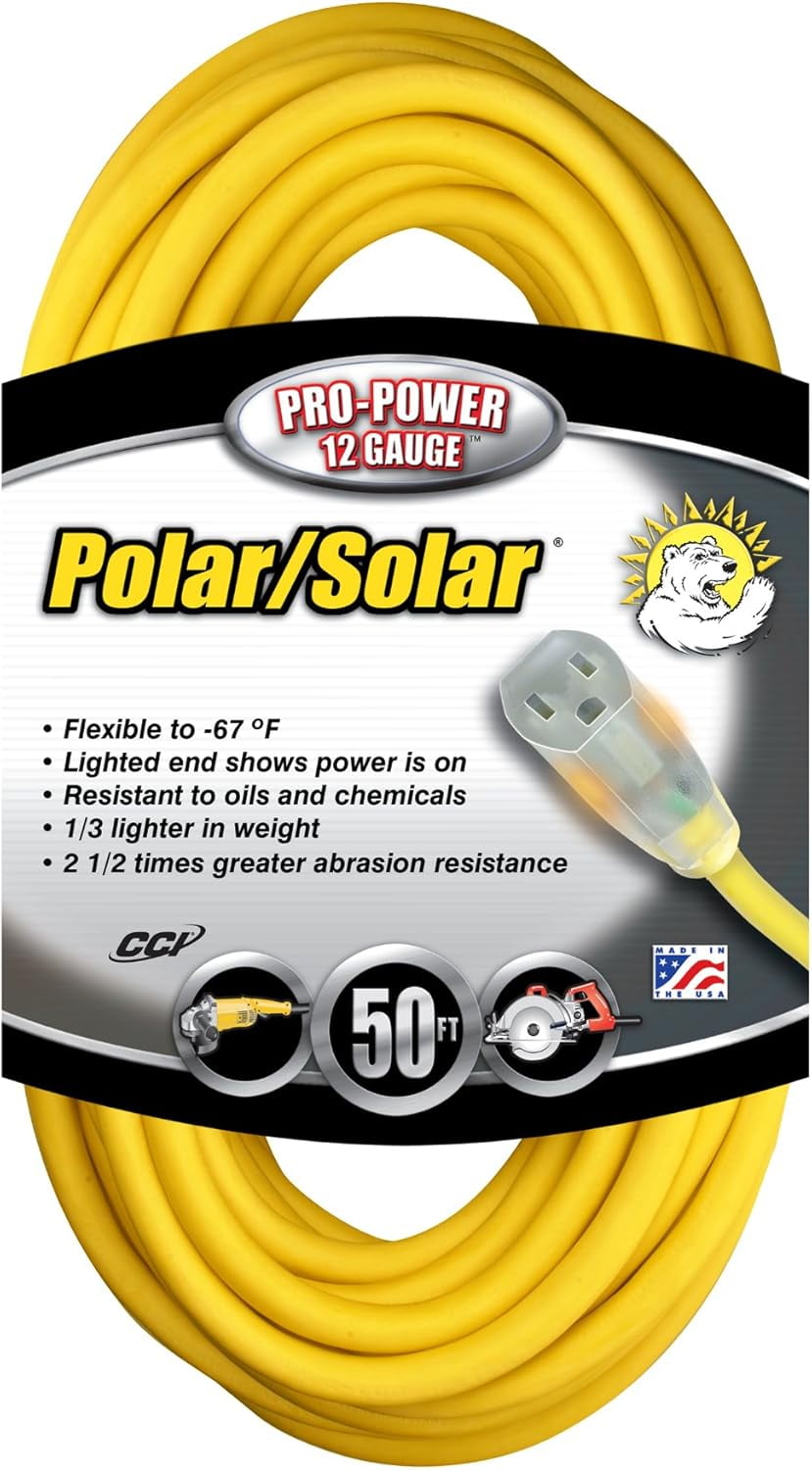 50-Ft. 12/3 SJEOW Yellow Contractor Grade Outdoor Extension Cord ...