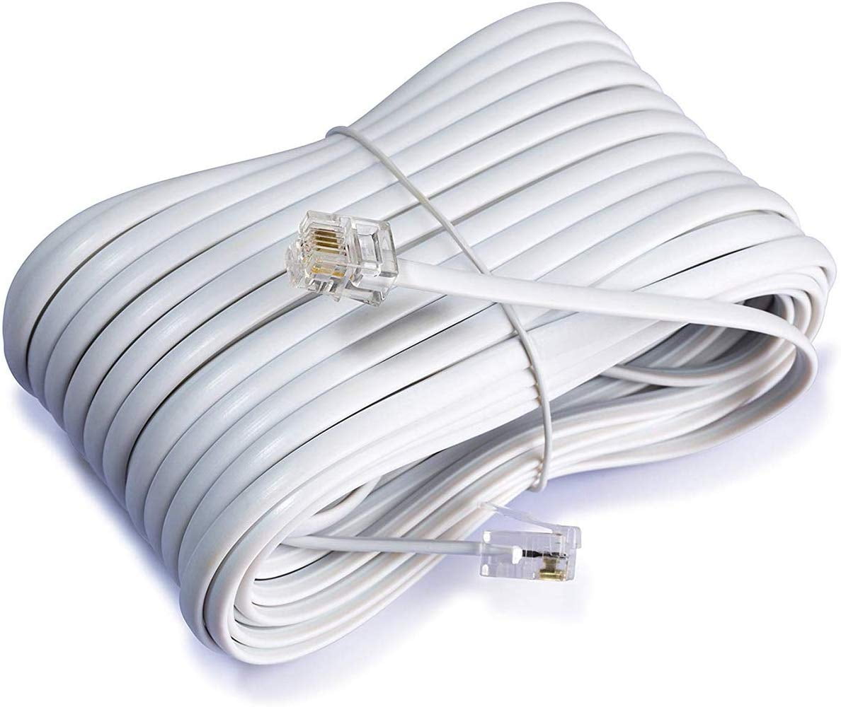 50 Ft 4C Telephone Extension Cord Cable Line Wire, for any Phone, Modem ...