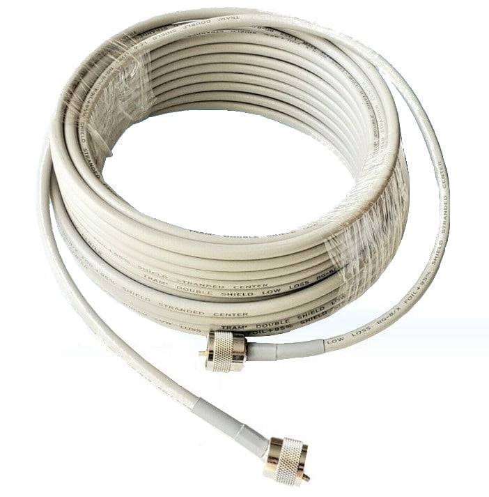 50' Ft Double Shield Coaxial Cable RG8X Type Assembly Grey With PL259 ...