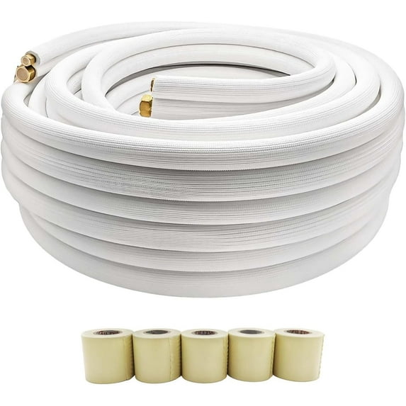 50 Ft. Mini Split Line Set,1/4" & 1/2"O.D. Twin Copper Pipes, Air ...