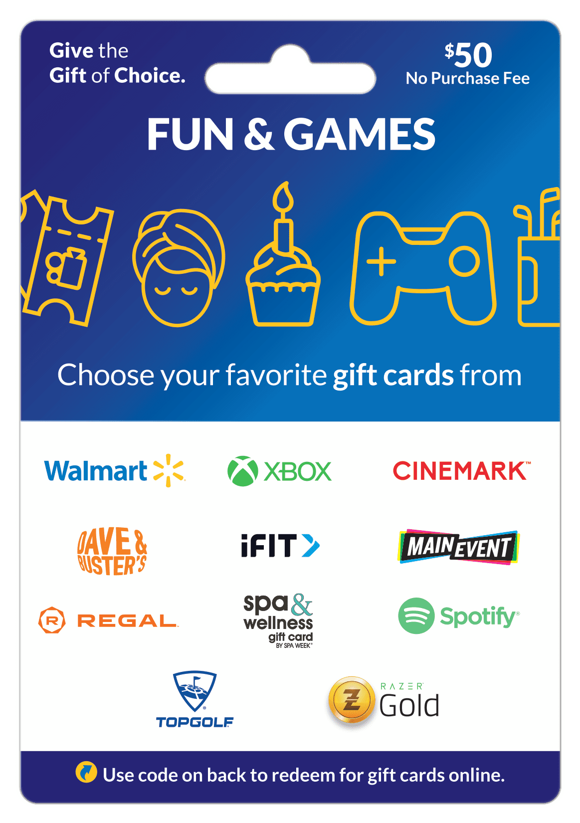 $50 Fun & Games – ChooseYourCard Gift Card - Walmart.com