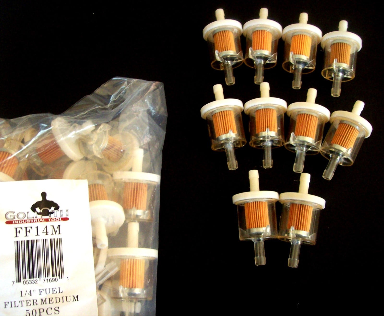 50 GOLIATH INDUSTRIAL 1/4" UNIVERSAL IN LINE FUEL GAS FILTERS LAWN ...