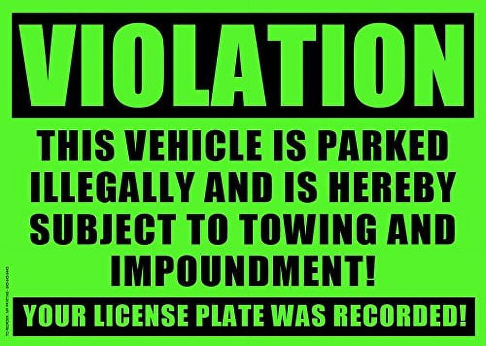 50 GREEN VIOLATION - NO PARKING - TOWING Sticker - No Parking stickers ...
