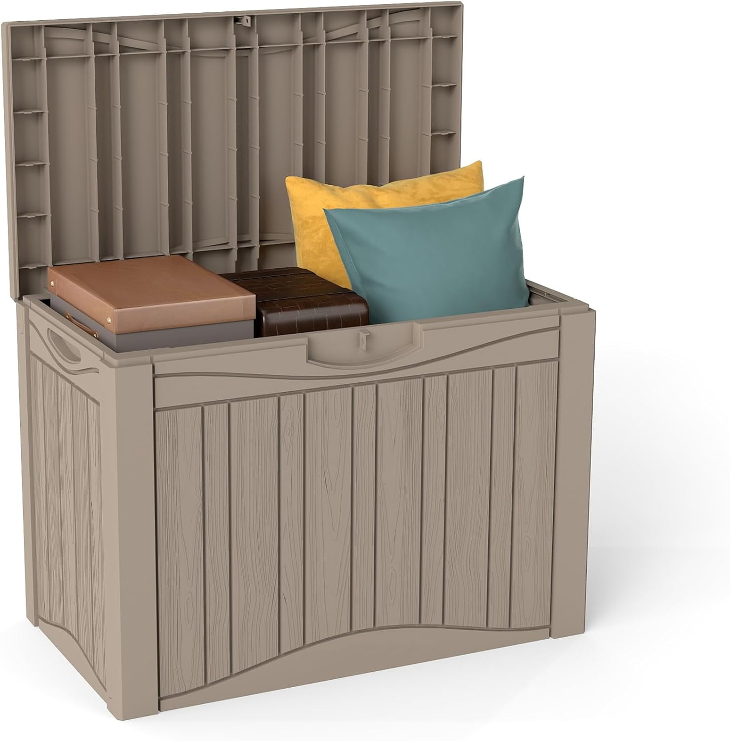 50 Gallon Deck Box Plus,Outdoor Storage Box Lockable,Waterproof for ...